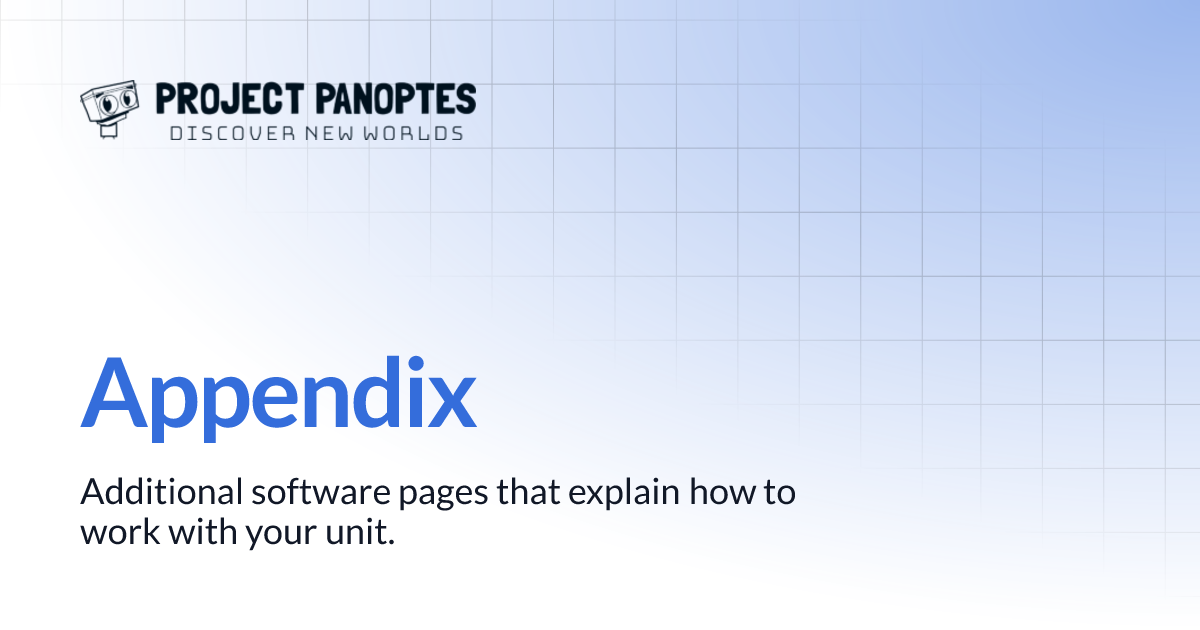 Appendix | Project PANOPTES
